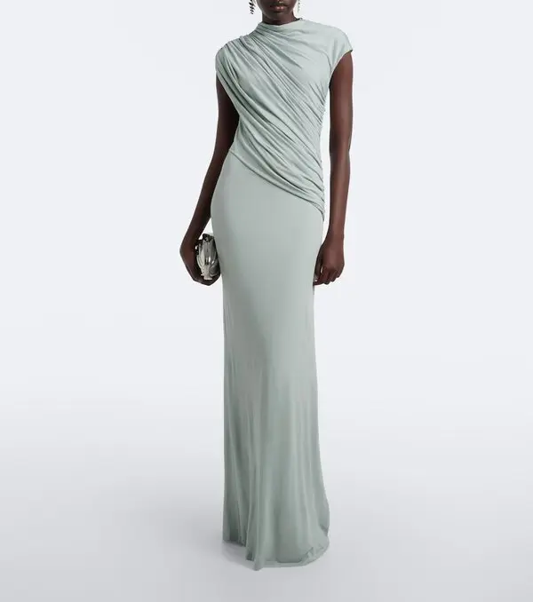 Tove Saffron Draped Jersey Maxi Dress In Oyster