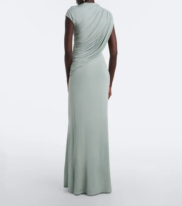 Tove Saffron Draped Jersey Maxi Dress In Oyster