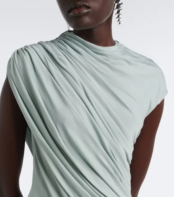 Tove Saffron Draped Jersey Maxi Dress In Oyster