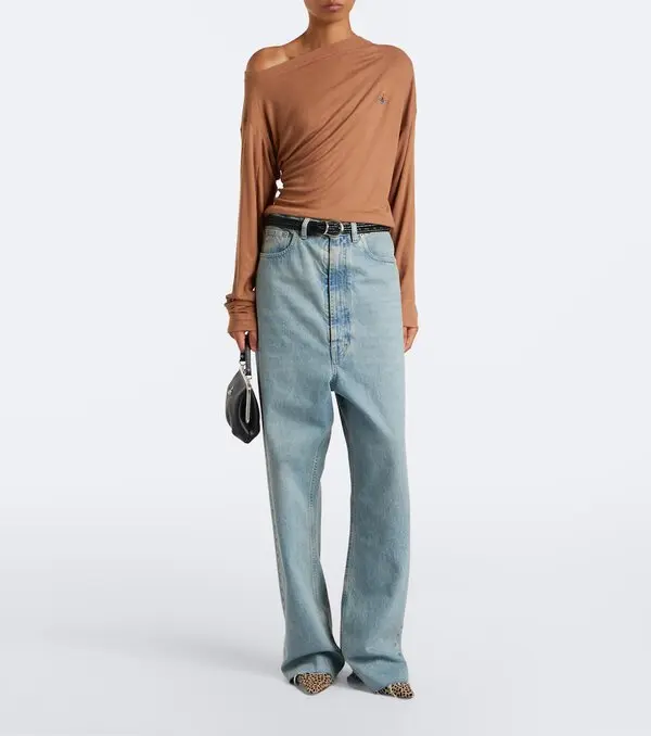 VIVIENNE WESTWOOD Draped Ribbed-knit Top