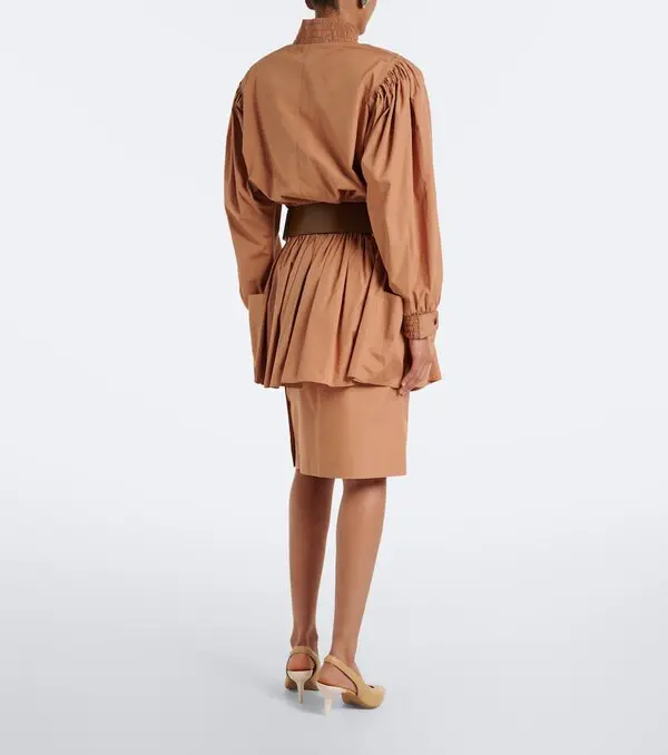 Chloé Layered Cotton Gabardine Midi Skirt - Brown