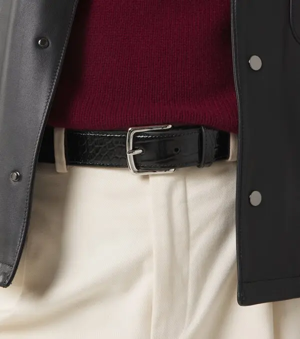 George Cleverley Croc-effect Patent Leather Belt