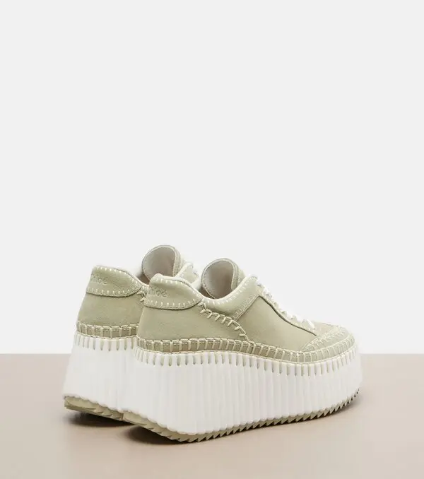 Chloé Nama Suede Platform Sneakers - Green