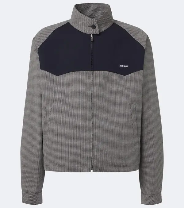 Miu Miu Gingham Check Cotton Zip-up Jacket