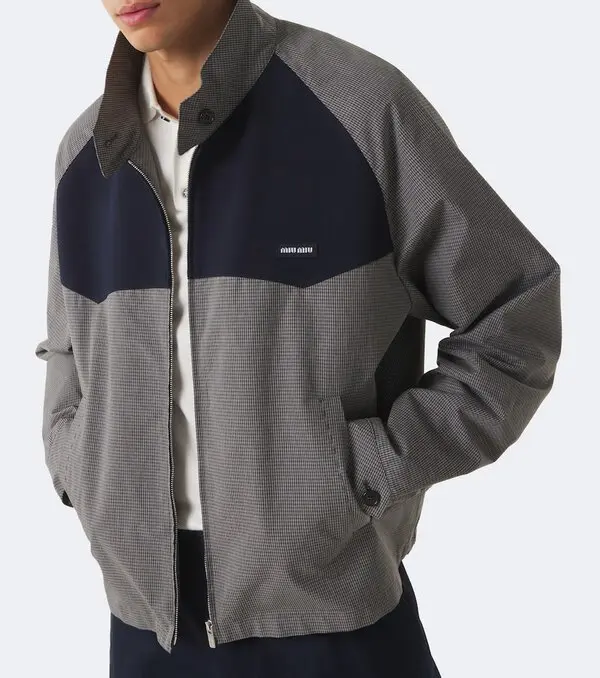 Miu Miu Gingham Check Cotton Zip-up Jacket