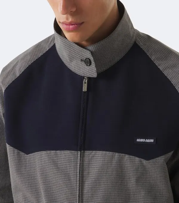 Miu Miu Gingham Check Cotton Zip-up Jacket