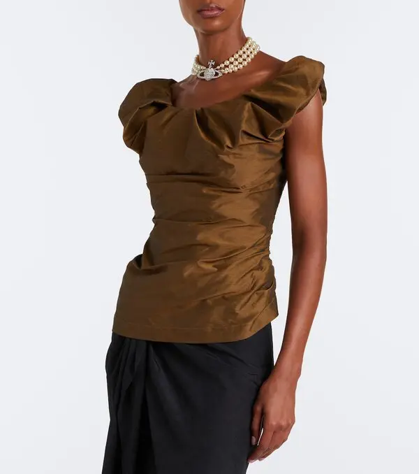 VIVIENNE WESTWOOD Ginnie Off-shoulder Twill Top - Brown