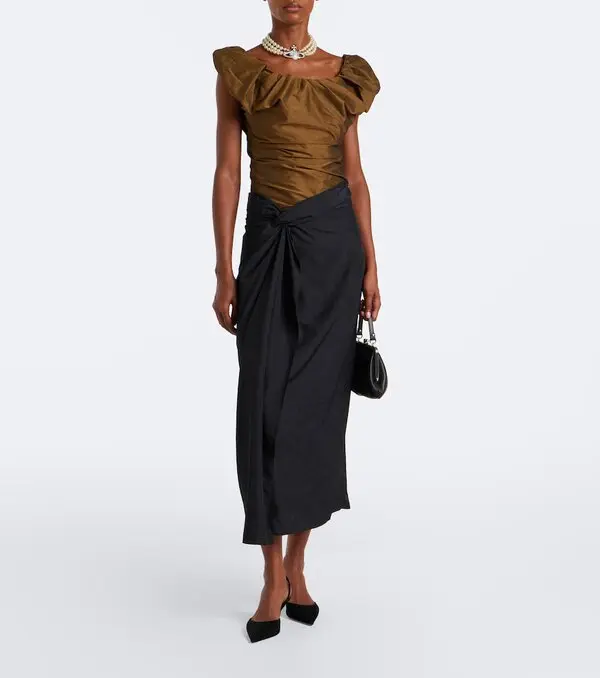 VIVIENNE WESTWOOD Ginnie Off-shoulder Twill Top - Brown