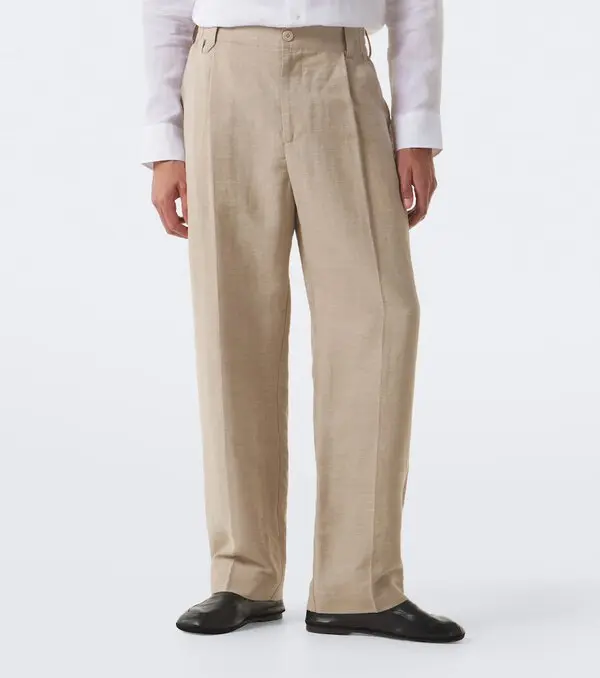 Jacquemus Pleated Linen-blend Trousers