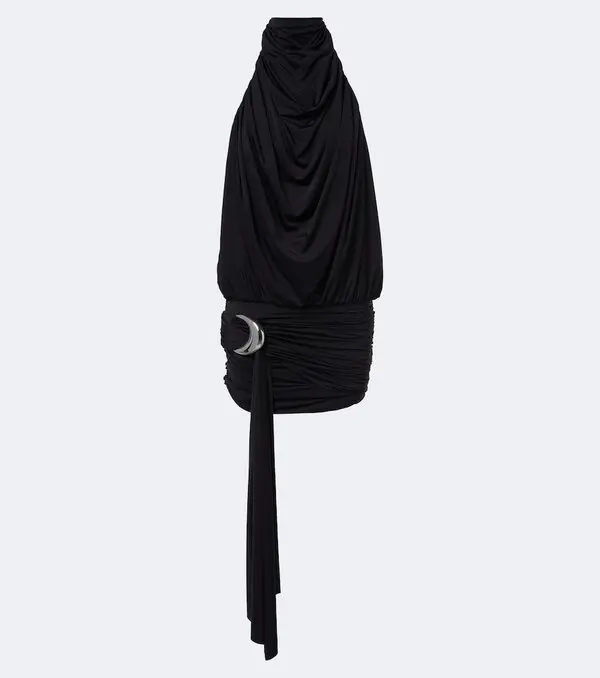 DE LA VALI Vida Draped Jersey Mini Dress - Black