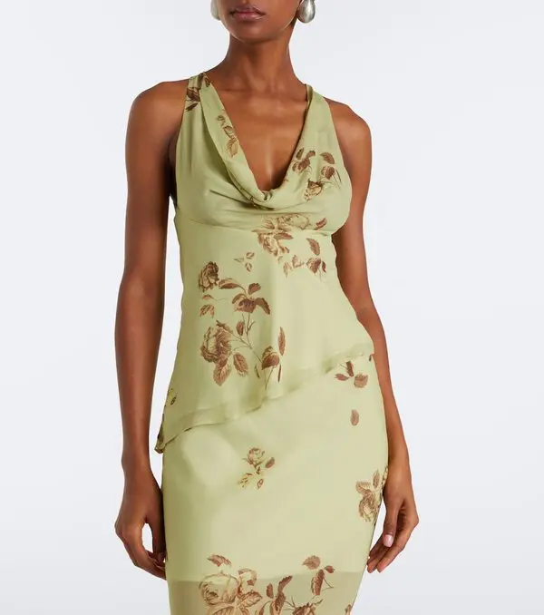 DE LA VALI Diosa Floral Georgette Top