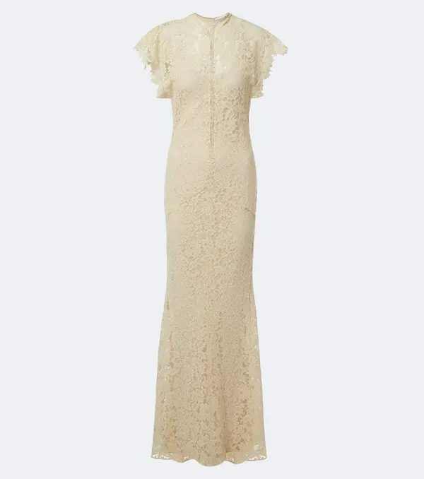 DE LA VALI Laia Lace Maxi Dress With Cutout Detail - Yellow