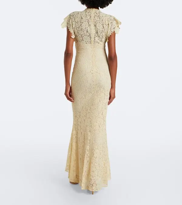 DE LA VALI Laia Lace Maxi Dress With Cutout Detail - Yellow
