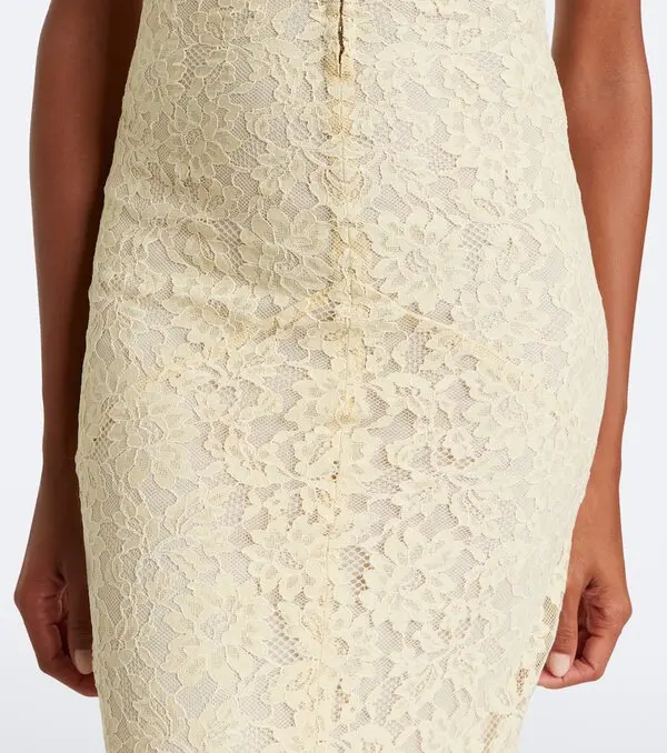 DE LA VALI Laia Lace Maxi Dress With Cutout Detail - Yellow