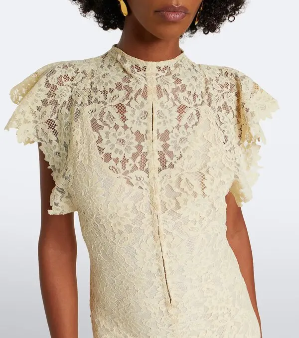 DE LA VALI Laia Lace Maxi Dress With Cutout Detail - Yellow