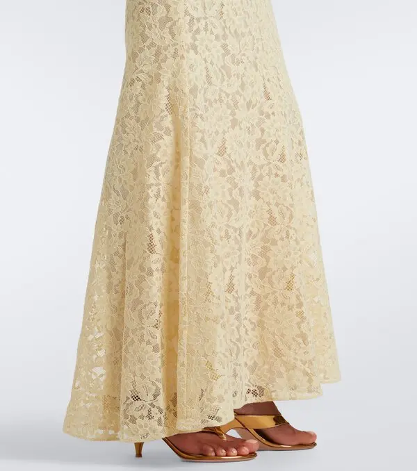 DE LA VALI Laia Lace Maxi Dress With Cutout Detail - Yellow