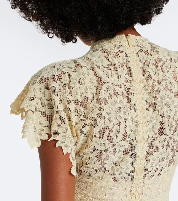 DE LA VALI Laia Lace Maxi Dress With Cutout Detail - Yellow