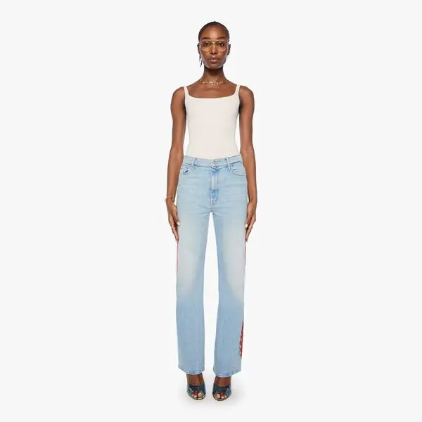 MOTHER The Saloon Sneak Bum A Smoke Jeans - Light Blue