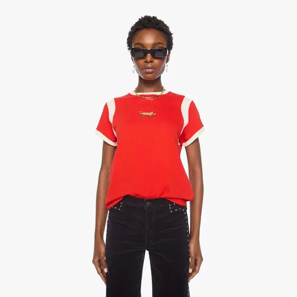 MOTHER The Boxy Goodie Inset Jag T-shirt - Red