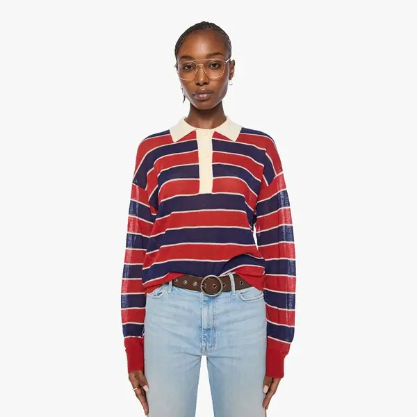 MOTHER The Biggie Raquette Long Sleeve Shirt - Red