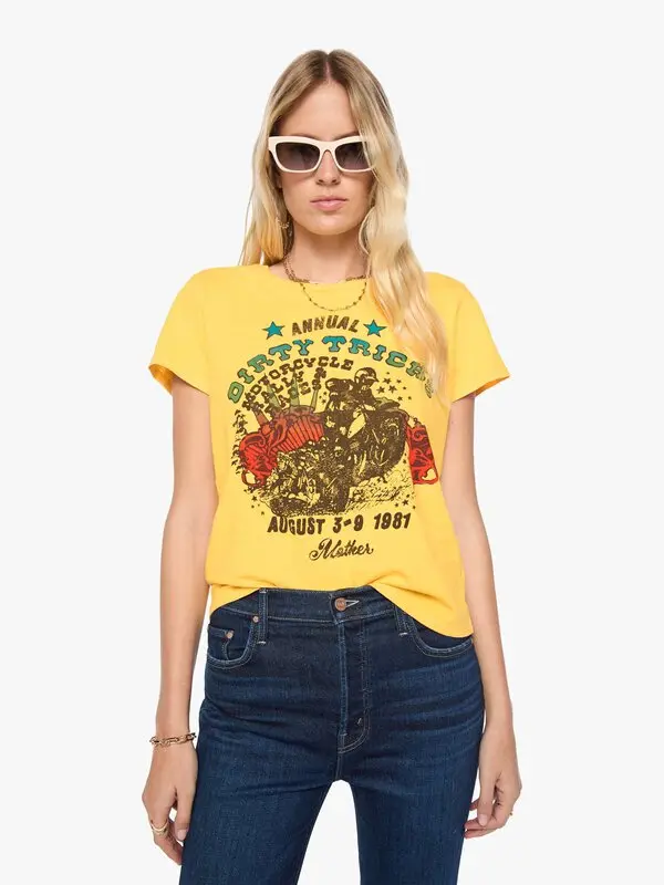 MOTHER The Lil Goodie Goodie "dirty Tricks" Graphic T-shirt - Yellow