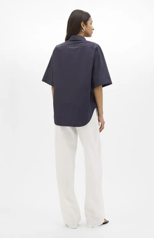 Another Tomorrow Organic Cotton Poplin Short Sleeve Shirt