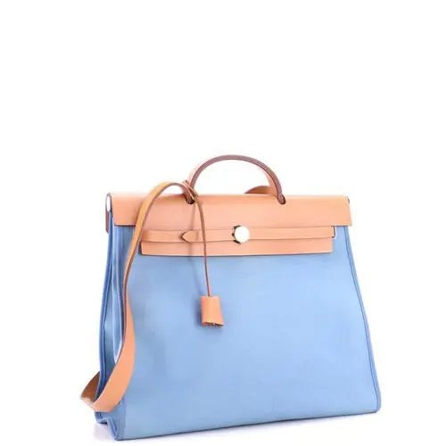 Hermès Herbag Zip Leather And Toile 39 - Blue