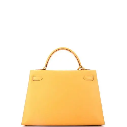 Hermès Kelly Handbag Yellow Courchevel With Gold Hardware 32