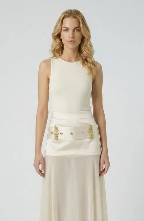 MODENAIRE Sheer High Waist Half Skirt