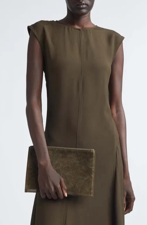 Proenza Schouler Stripe Zip Leather Pouch - Olive