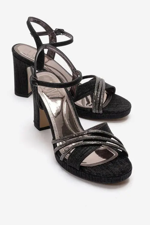 PROLOGUE SHOES Jarena Block Heel Ankle Strap Sandal - Black
