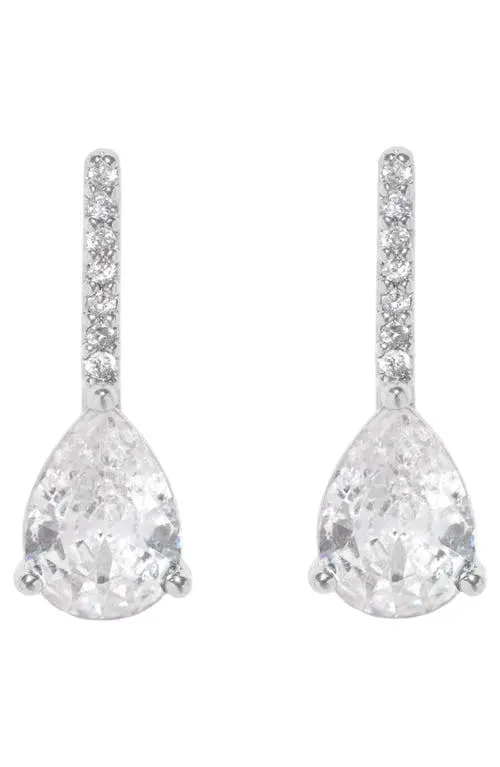 GIRLS CREW Pear Drop Earrings With Pavé Cubic Zirconia - Silver