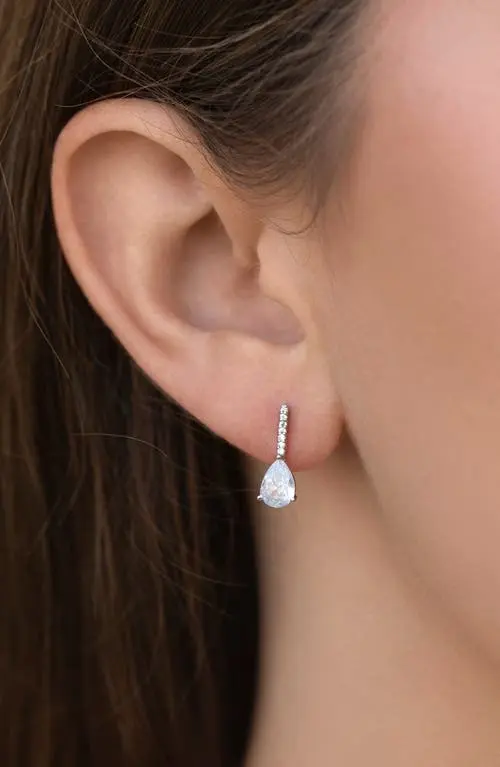 GIRLS CREW Pear Drop Earrings With Pavé Cubic Zirconia - Silver