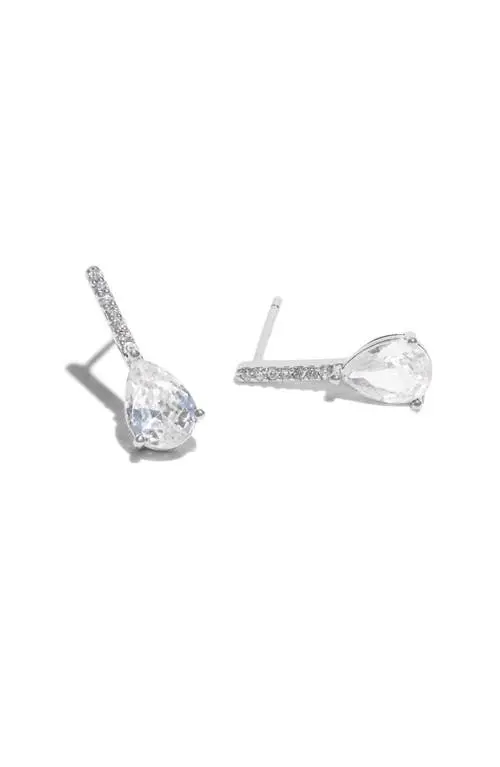 GIRLS CREW Pear Drop Earrings With Pavé Cubic Zirconia - Silver
