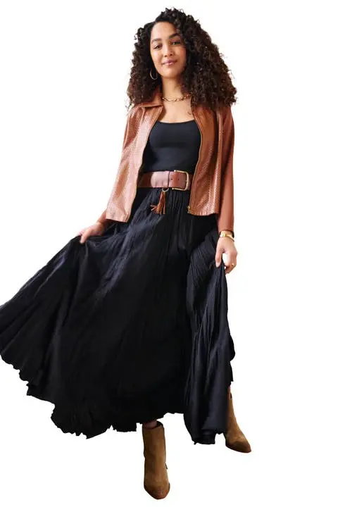 JESSICA LONDON Perforated Faux Leather Zip-front Jacket - Cognac