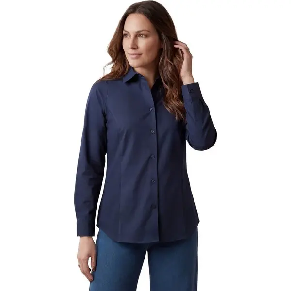 JESSICA LONDON Poplin Comfort Fit Shirt - Navy