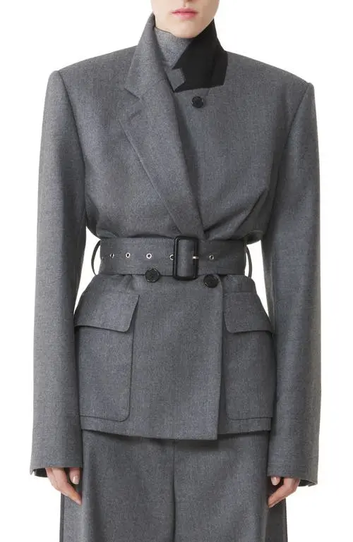 LANVIN Belted Jacket In Wool Flannel