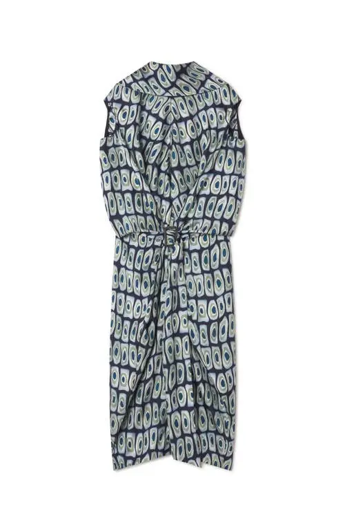 LANVIN Printed Cape Dress In Silk