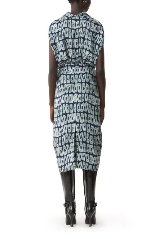 LANVIN Printed Cape Dress In Silk