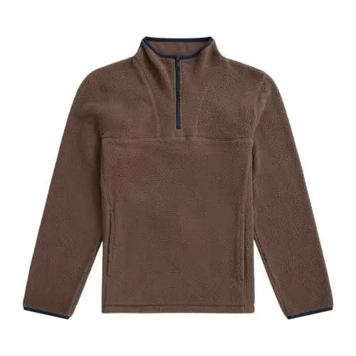 ANIMAL Alfie Contrast Detail Borg Half Zip Fleece Top - Brown