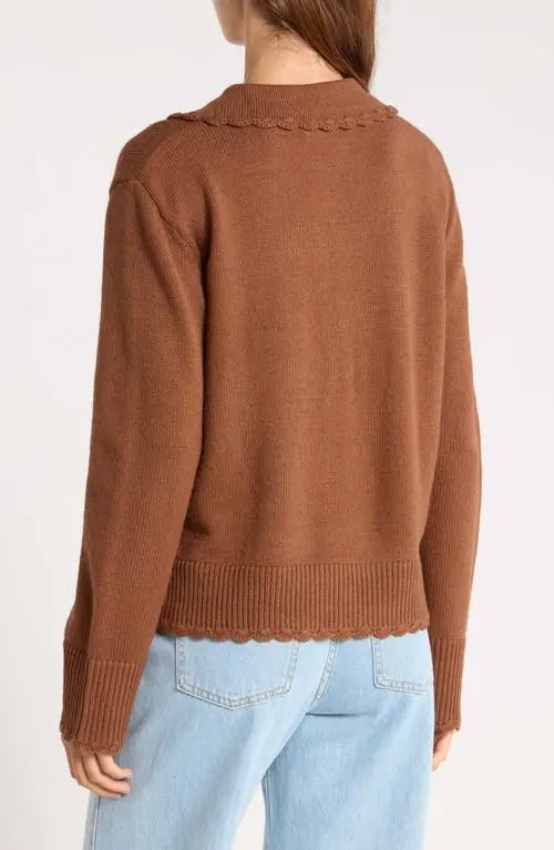 Farm Rio Countryside Cow Split Neck Sweater