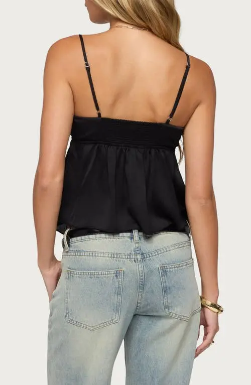 EDIKTED Liby Sequin Split Front Babydoll Top