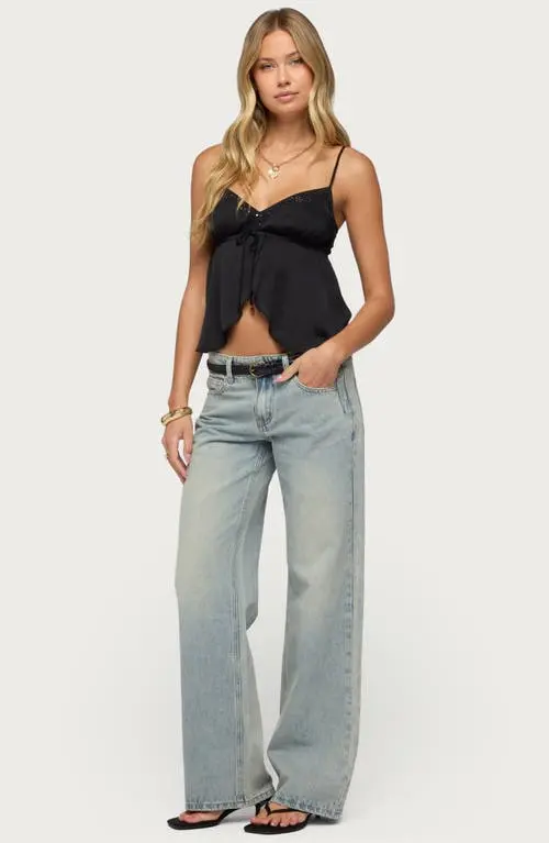 EDIKTED Liby Sequin Split Front Babydoll Top
