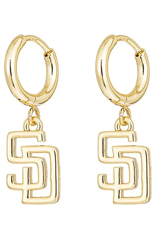 LUV AJ X The Mlb San Diego Padres Logo Charm Hoop Earrings - Gold