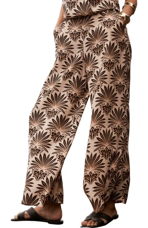 Mint Velvet Satin Geo Print Wide Leg Trousers