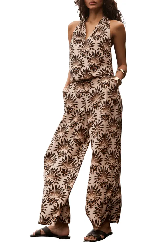 Mint Velvet Satin Geo Print Wide Leg Trousers