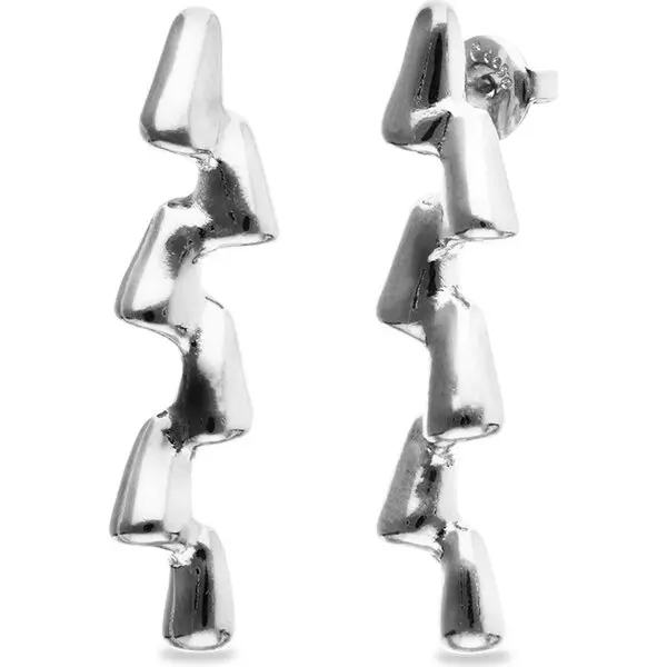 UNODE50 Long Earrings Plated In Embossed Sterling