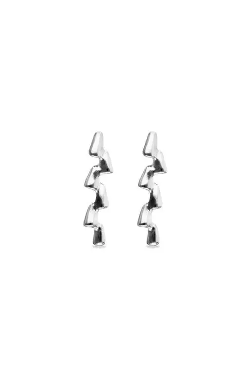 UNODE50 Long Earrings Plated In Embossed Sterling