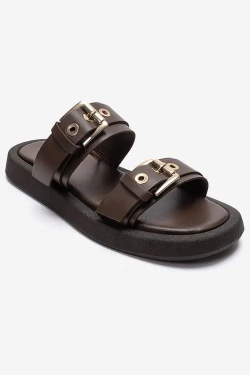 FOREVER & ALWAYS SHOES Dorel Leather Buckle Sandal