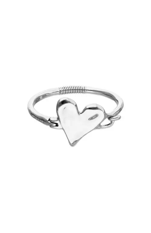 UNODE50 Sterling -plated Semi-rigid Bracelet With Heart Detail - Silver